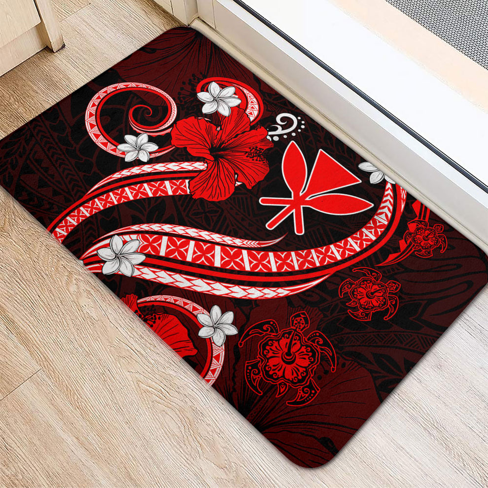 Hawaii Doormat Kanaka Maoli Hibiscus Turtle Ocean Pacific Red Style ...