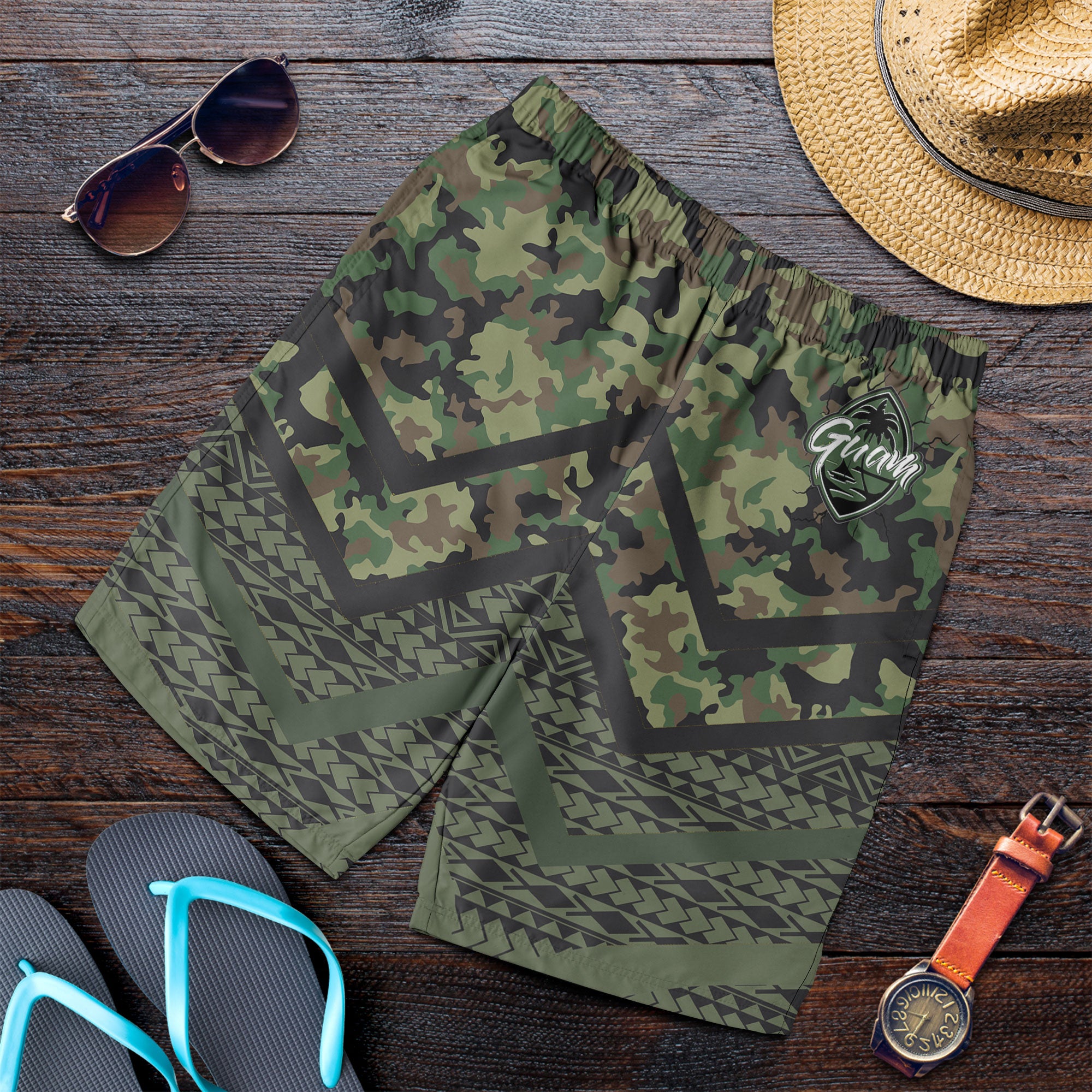 Guam Men Shorts - Custom Guam Camo Deluxe Polynesian Tattoo | Polynesian.co