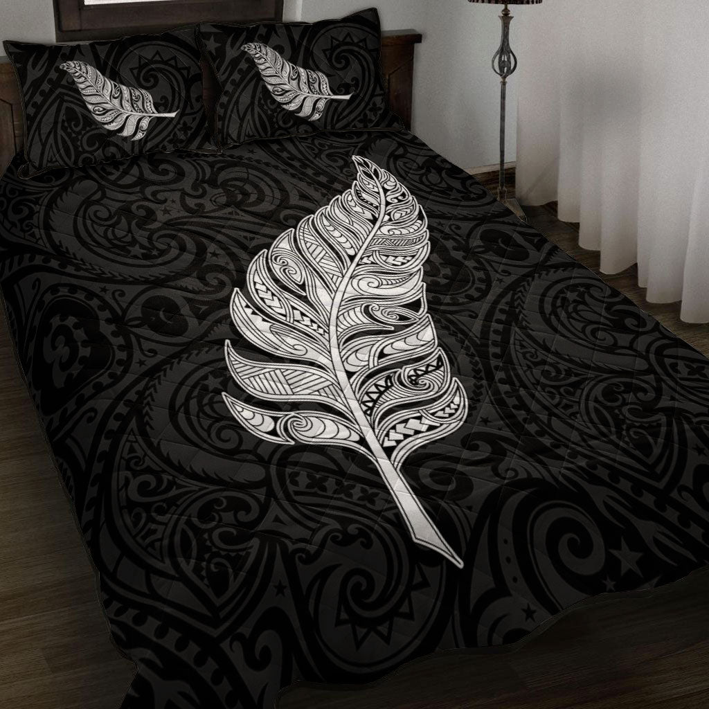 New Zealand Quilt Bed Set Maori Silver FernSimple Style | Polynesian.co