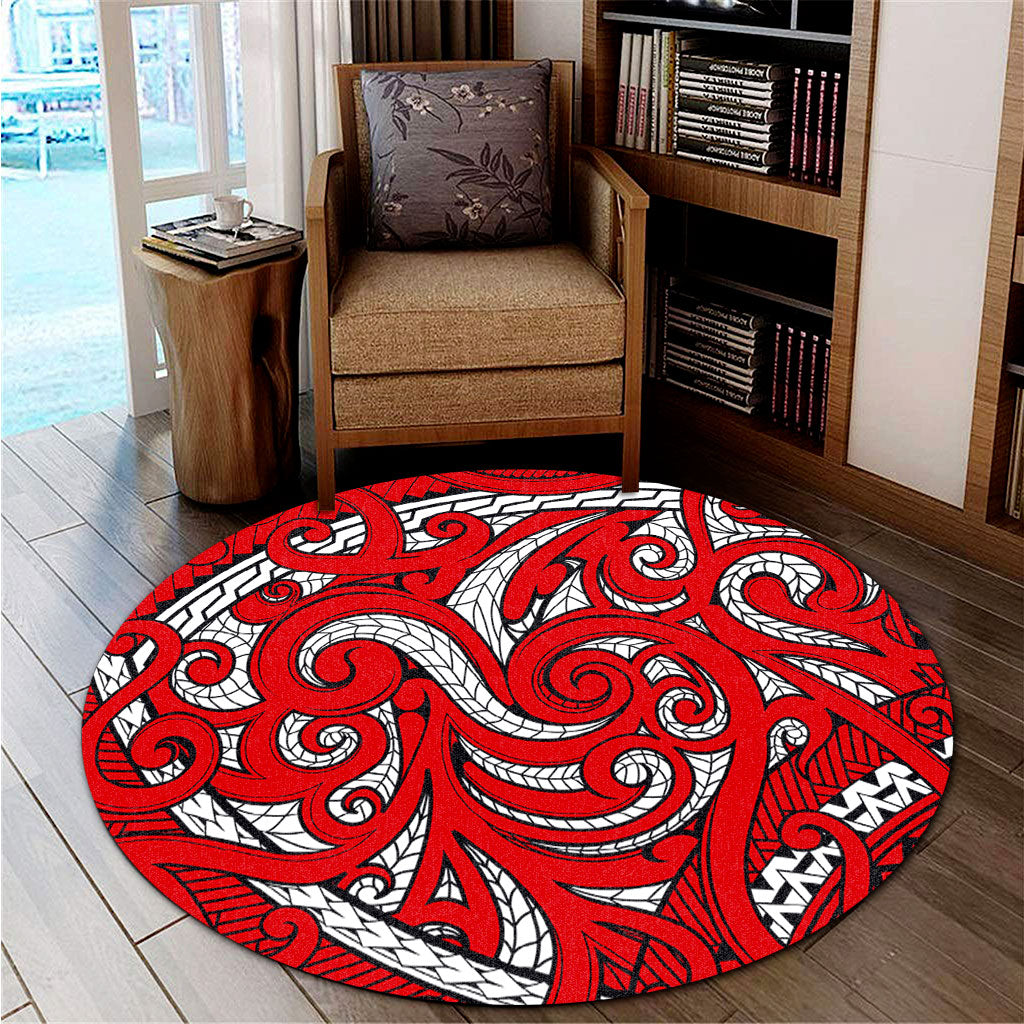 New Zealand Round Rug Maori Pattern | Polynesian.co