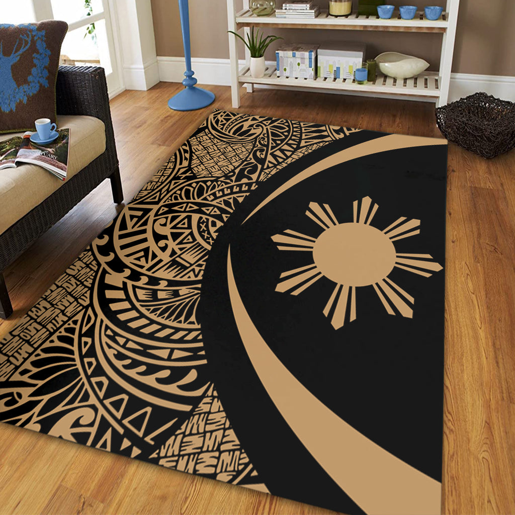 Philippines Filipinos Area Rug Lauhala Gold Circle Style | Polynesian.co