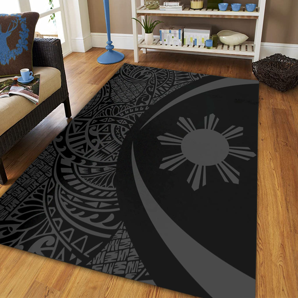 Philippines Filipinos Area Rug Lauhala Gray Circle Style | Polynesian.co