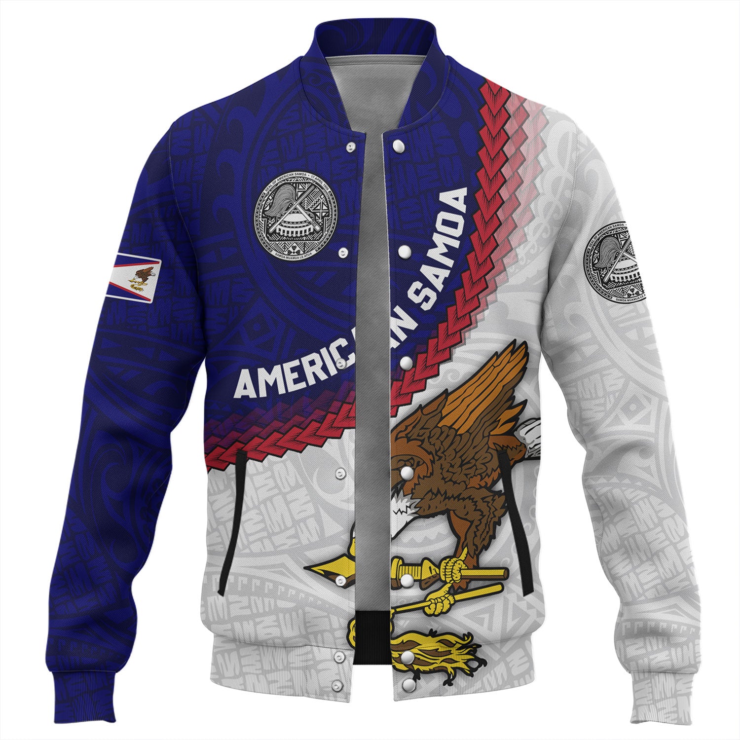 American Samoa Baseball Jacket Custom Polynesian Tradition Seal Flag ...
