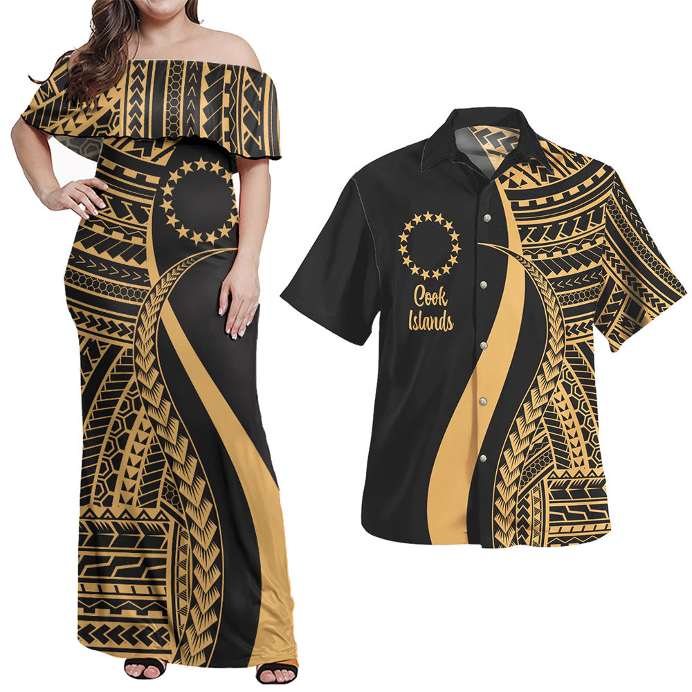 Cook Islands Combo Dress And Shirt - Polynesian Tentacle Tribal Pattern ...