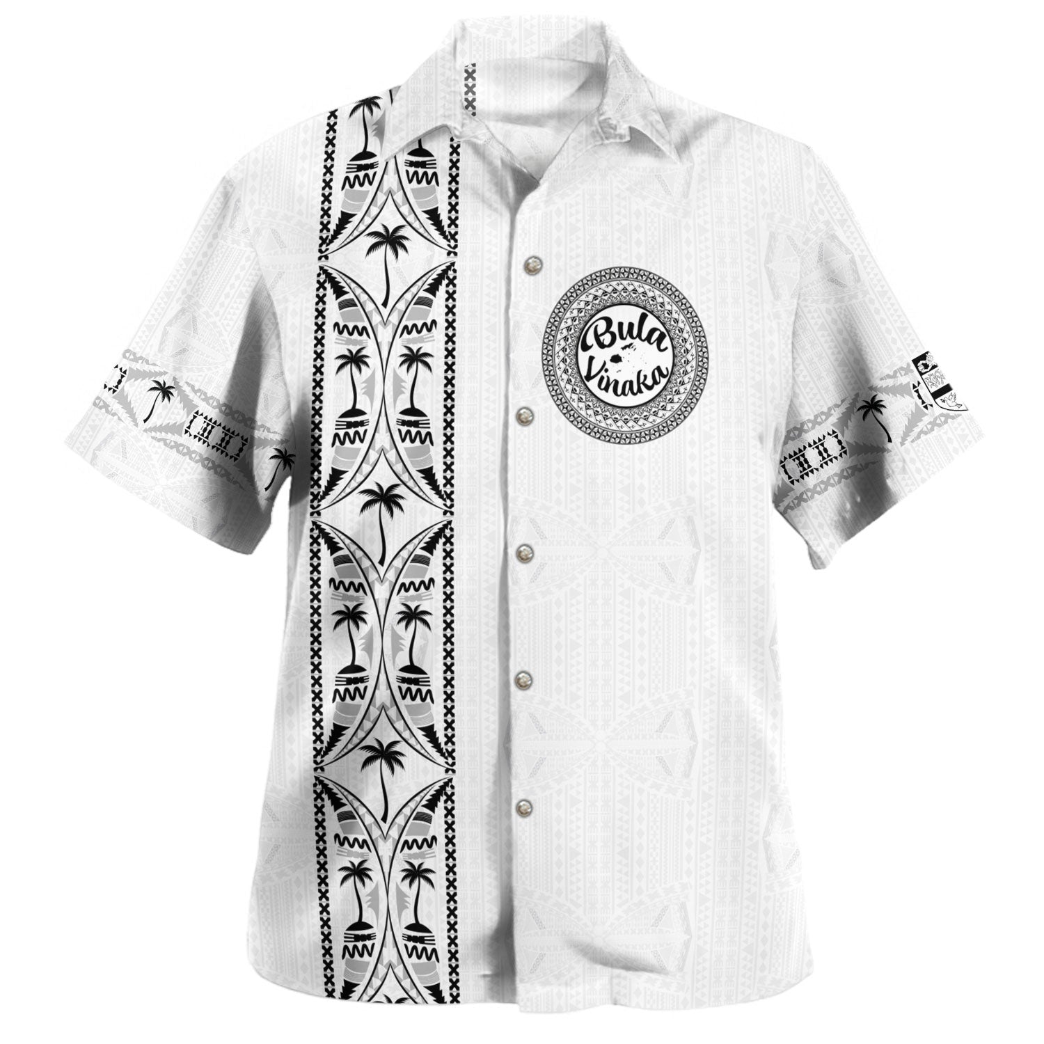 Fiji Hawaiian Shirt Bula Vinaka Tapa Palms Designs | Polynesian.co