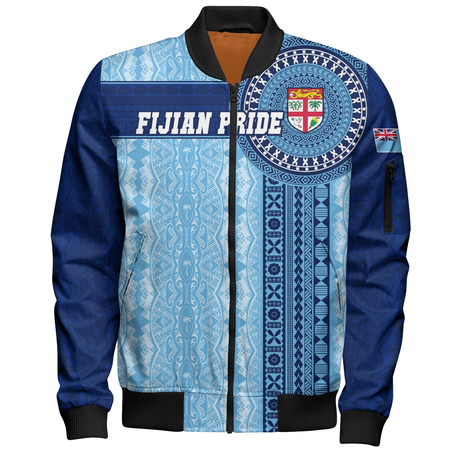 Fiji Bomber Jacket - Custom Forever Fiji Tapa Pattern Design ...