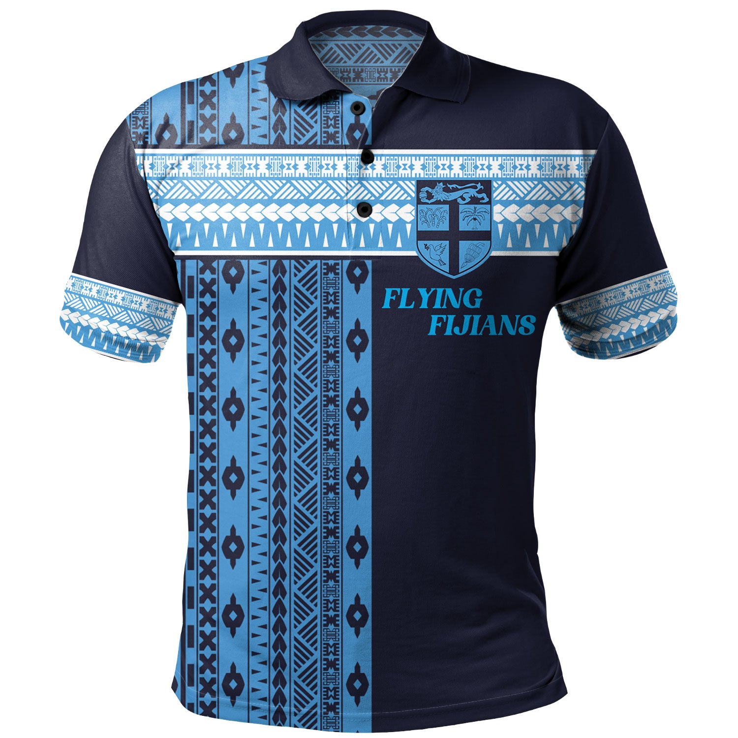 Fiji Polo Shirt Custom Rugby Flying Fijian Makare And Tapa Design ...