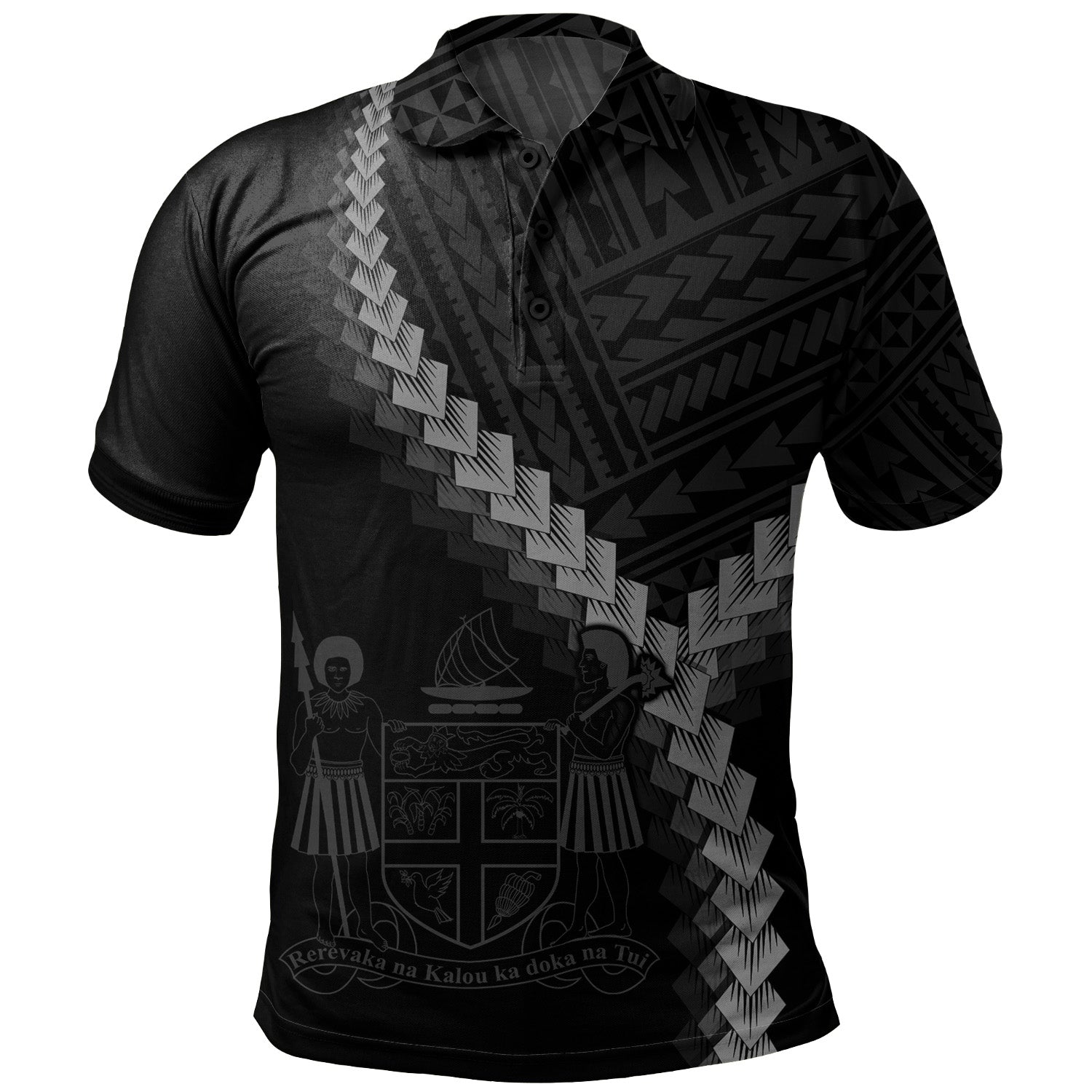 Fiji Polo Shirt Coat Of Arm Polynesian Tattoo Style | Polynesian.co