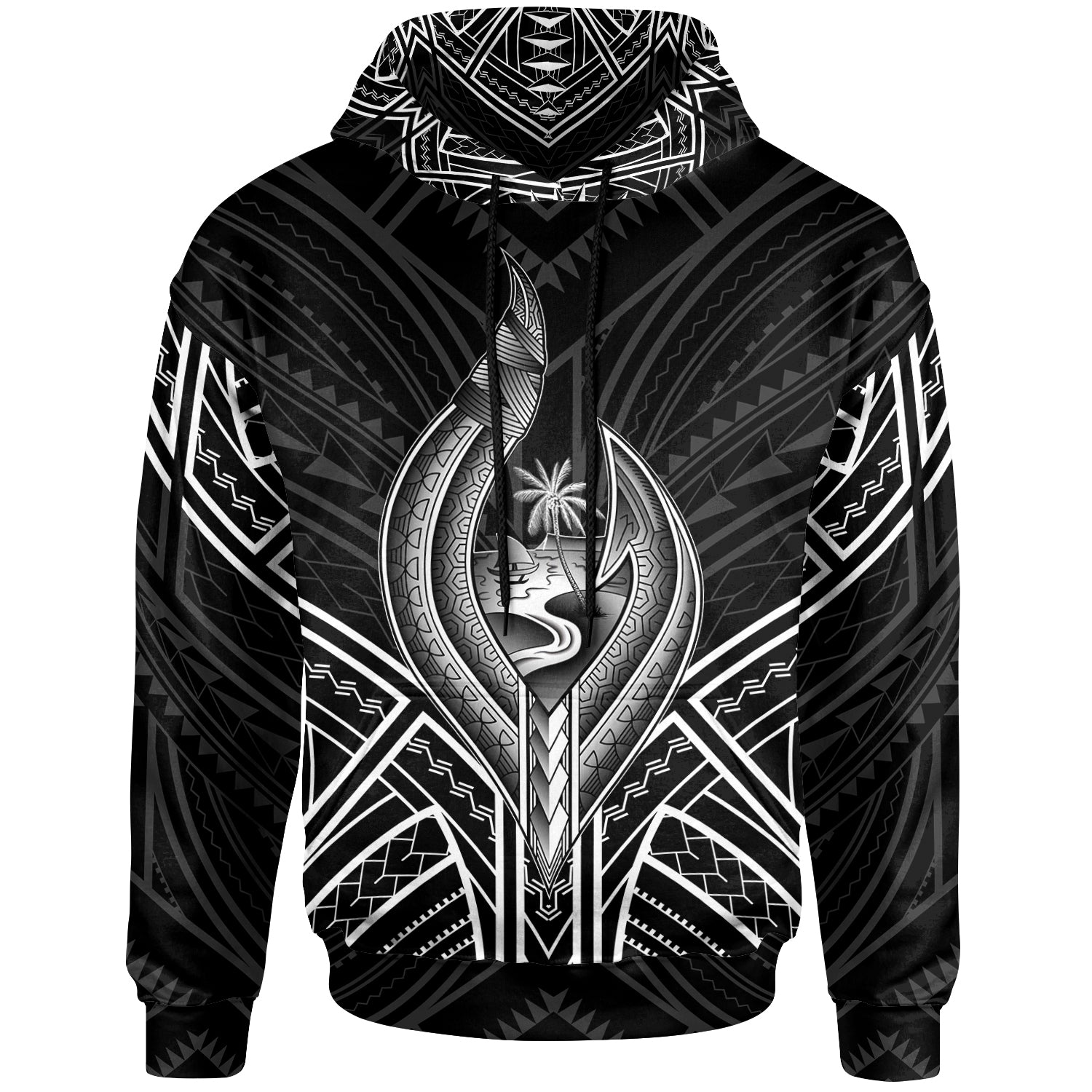 Guam Hoodie - Guam Seal Chamorro Tribal White Color | Polynesian.co