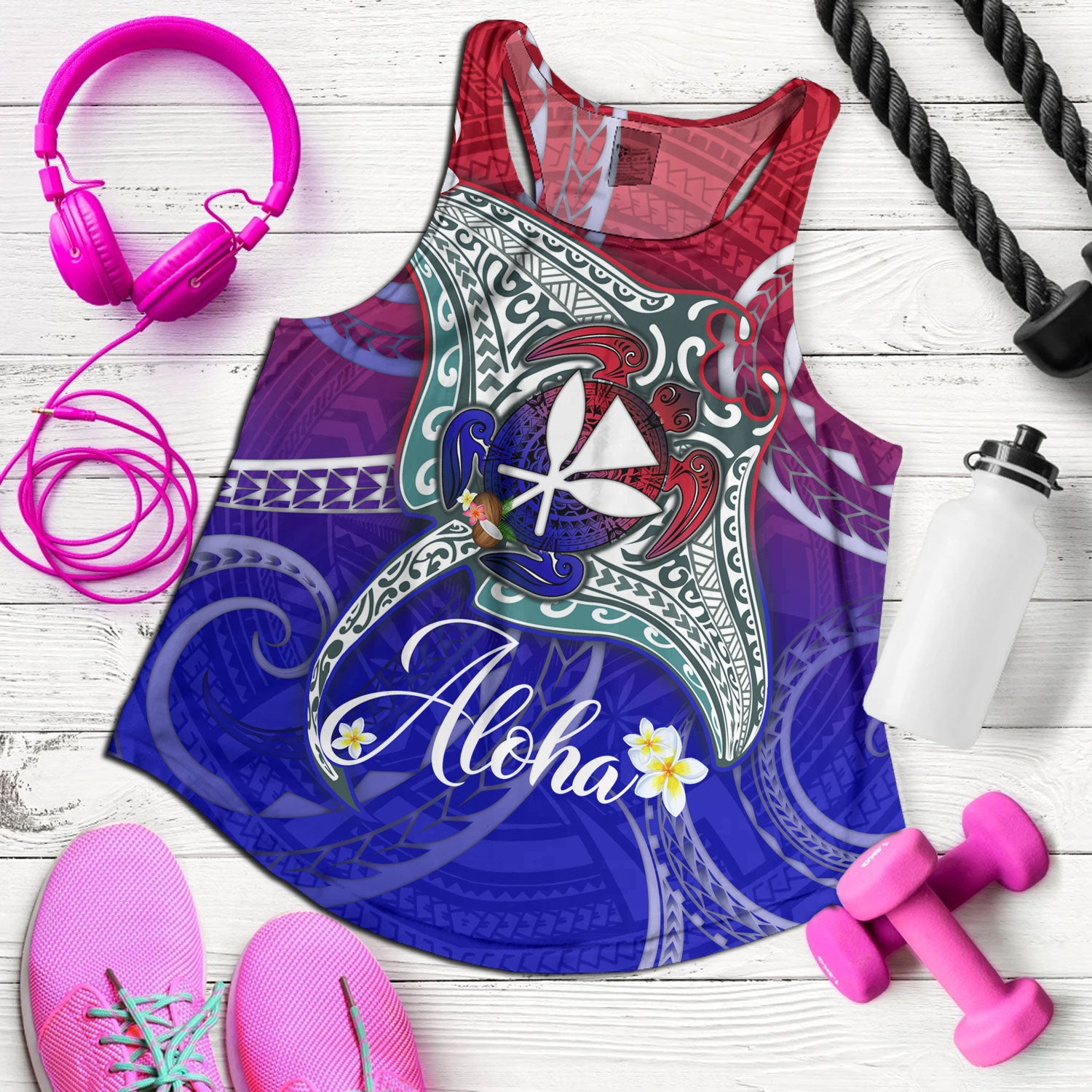 Hawaii Custom Personalised Women Tank Kanaka Maoli Manta Ray With ...