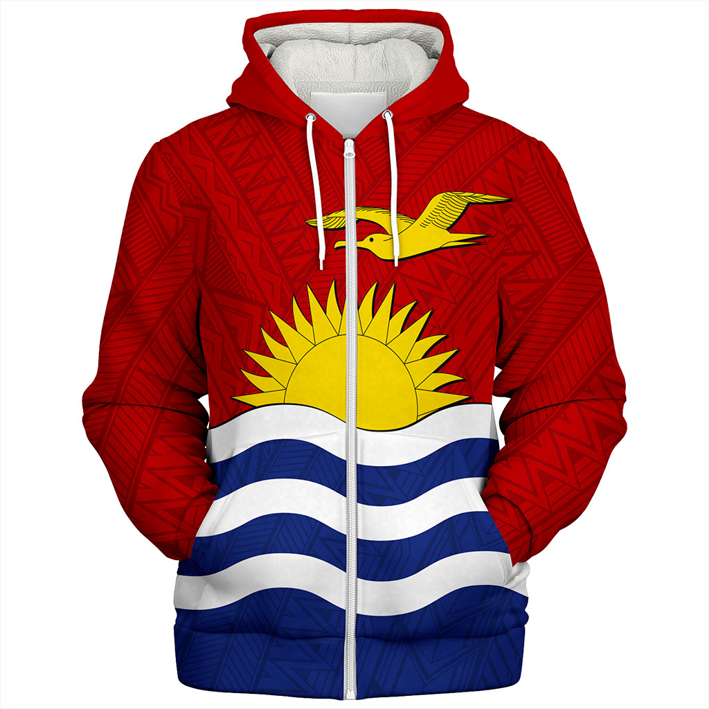Kiribati Sherpa Hoodie Flag Design With Pattern | Polynesian.co