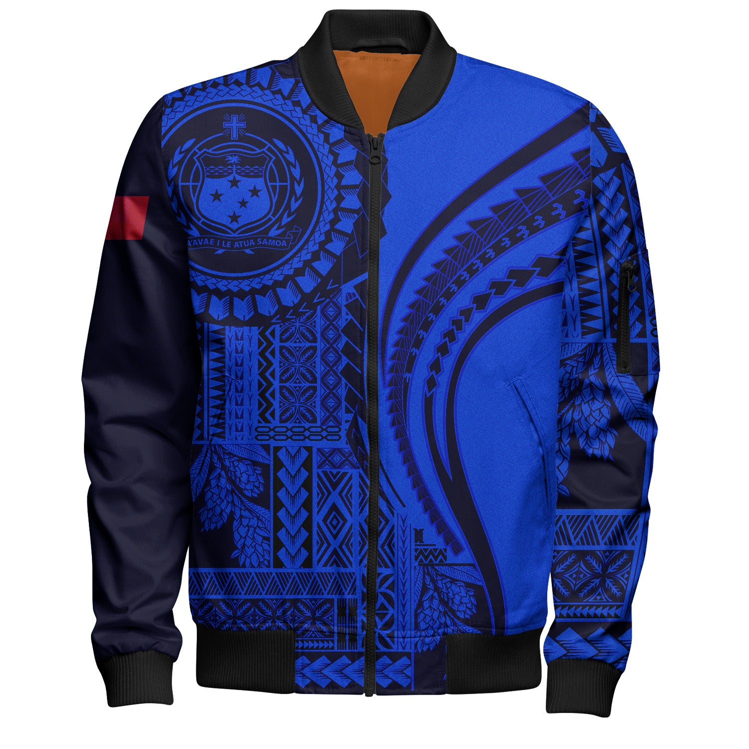 Samoa Bomber Jacket Seal Samoan Siapo Blue Design | Polynesian.co