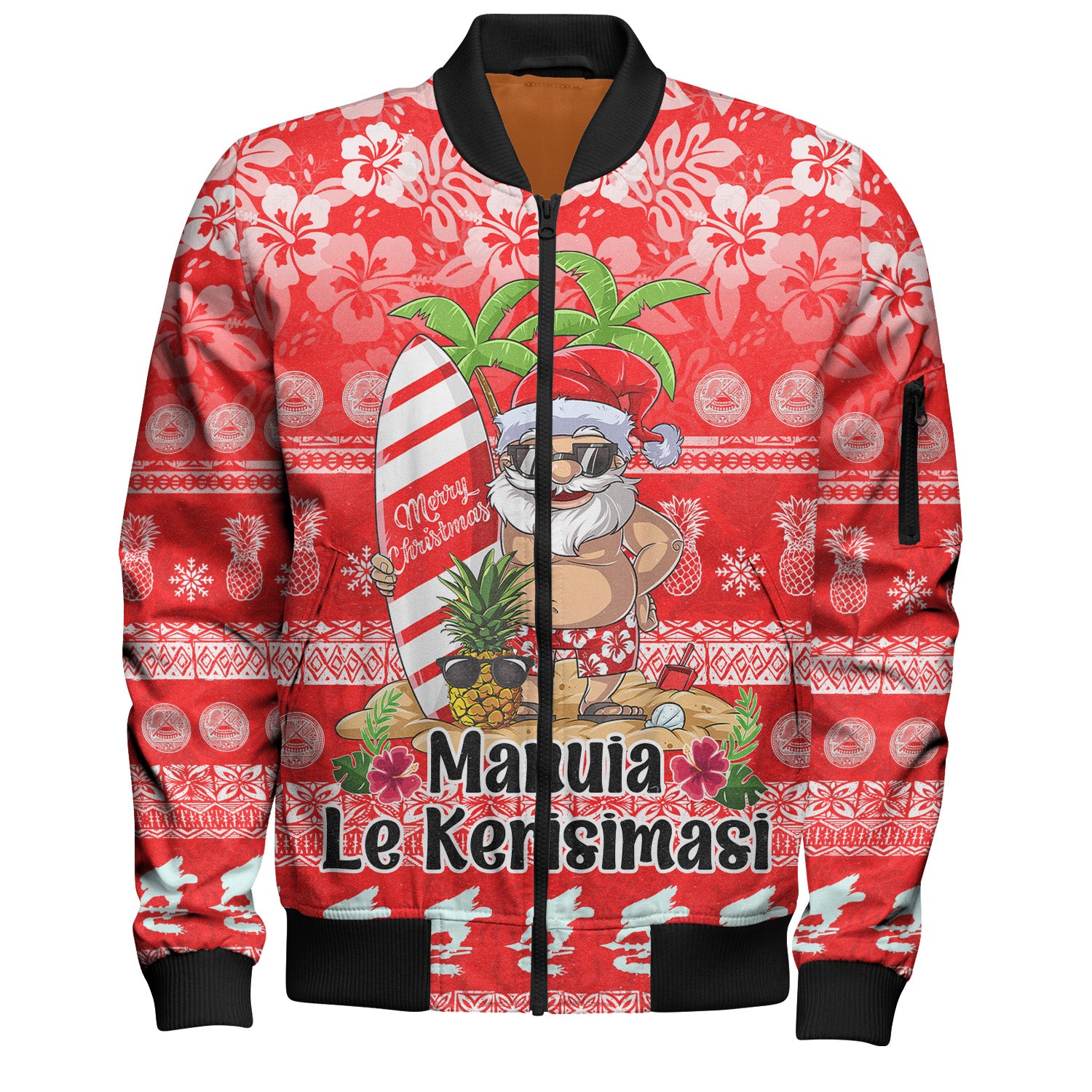 American Samoa Bomber Jacket Manuia Le Kerisimasi Tropical Xmas ...