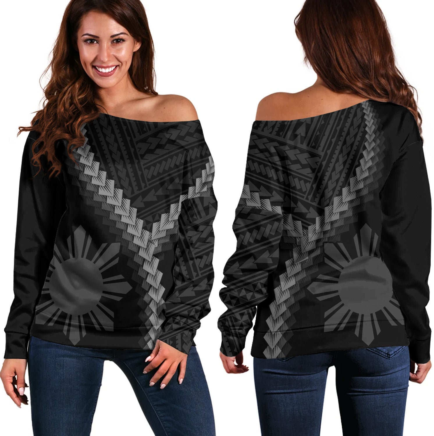 Philippines Filipinos Off Shoulder Sweatshirt Filipinos Sun Polynesian ...