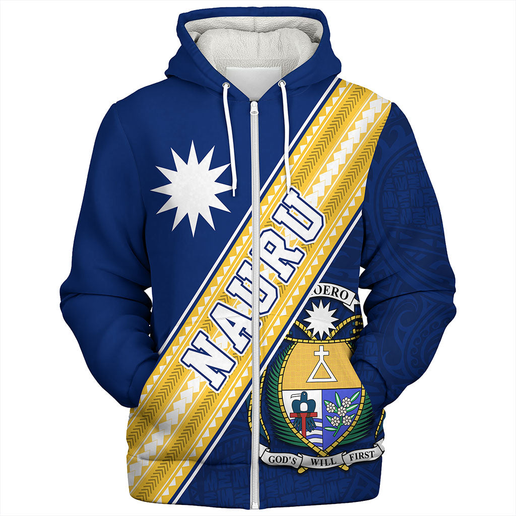 Nauru Sherpa Hoodie Flag And Coat Of Arms | Polynesian.co