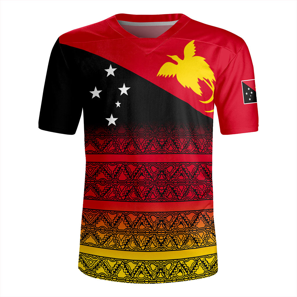 Papua New Guinea Rugby Jersey Flag Pattern Tapa Clothes | Polynesian.co
