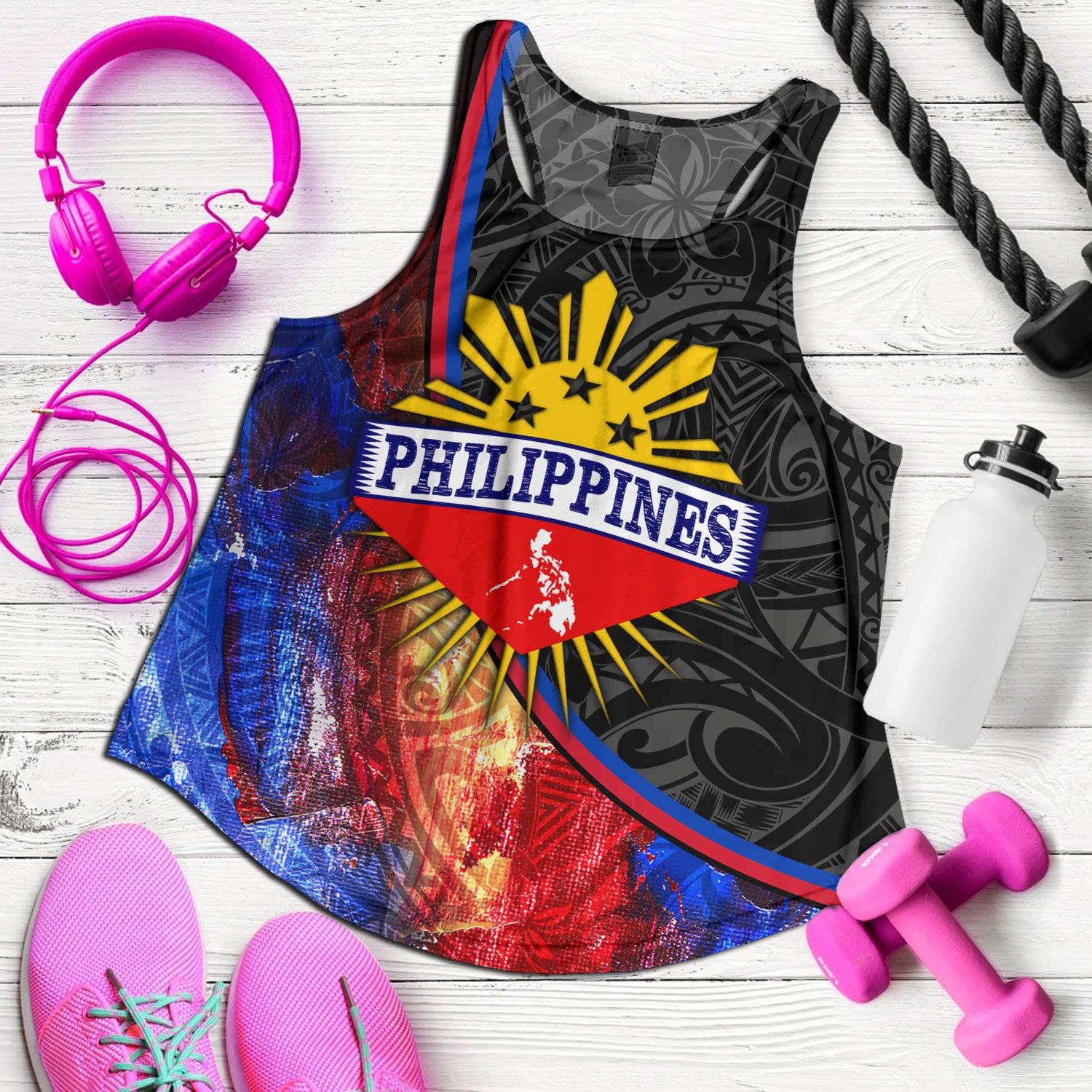 Philippines Filipinos Women Tank Filipinos Sun Grunge Background Style ...