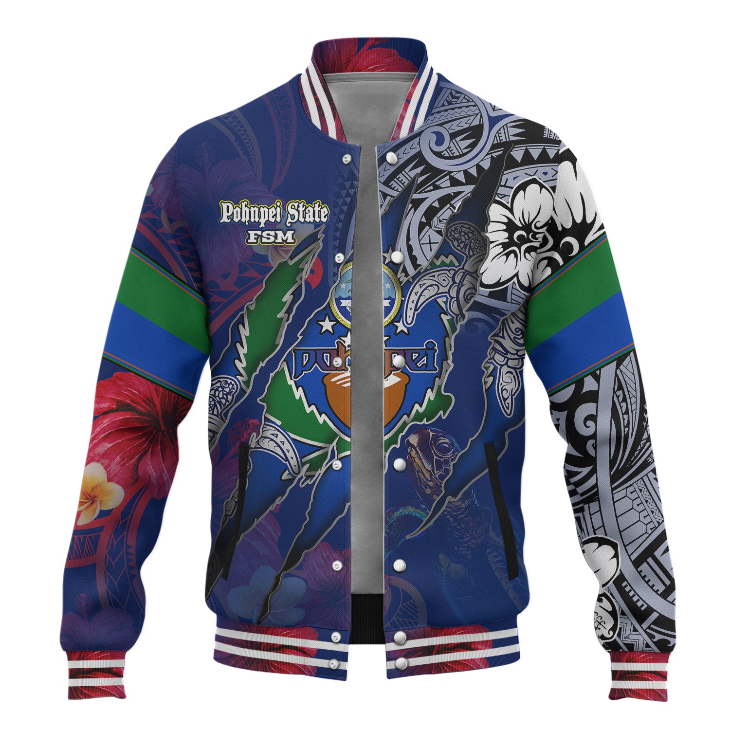 Pohnpei State Baseball Jacket Custom Pohnpeian Blood Inside Me ...