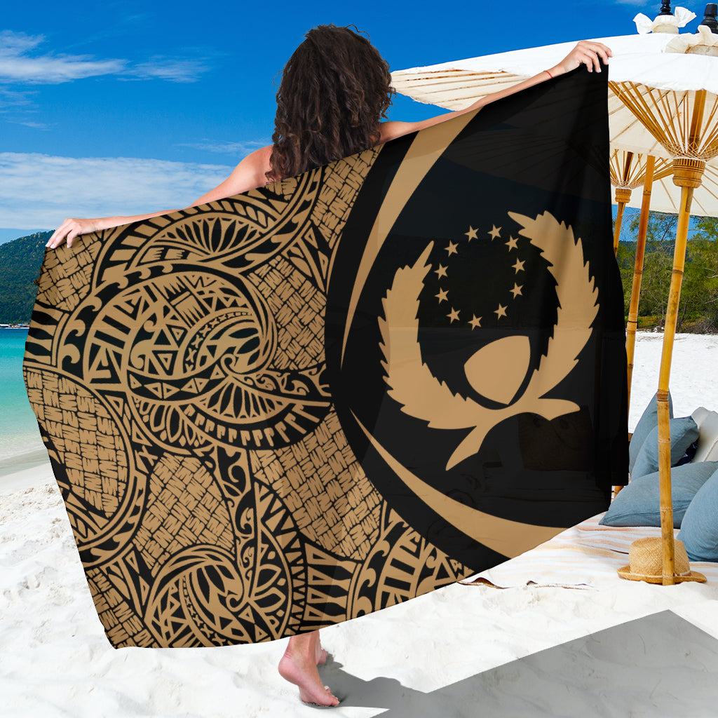 Pohnpei State Sarong Coat Of Arm Lauhala Circle Gold | Polynesian.co
