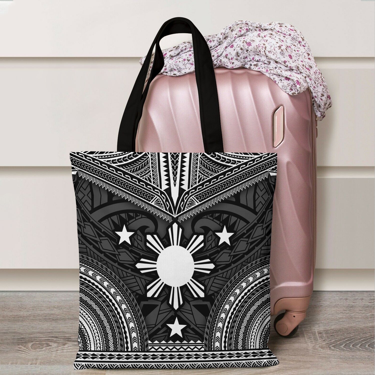 Philippines Filipino Cheif Tattoo Patterns Style Tote Bags | Polynesian.co