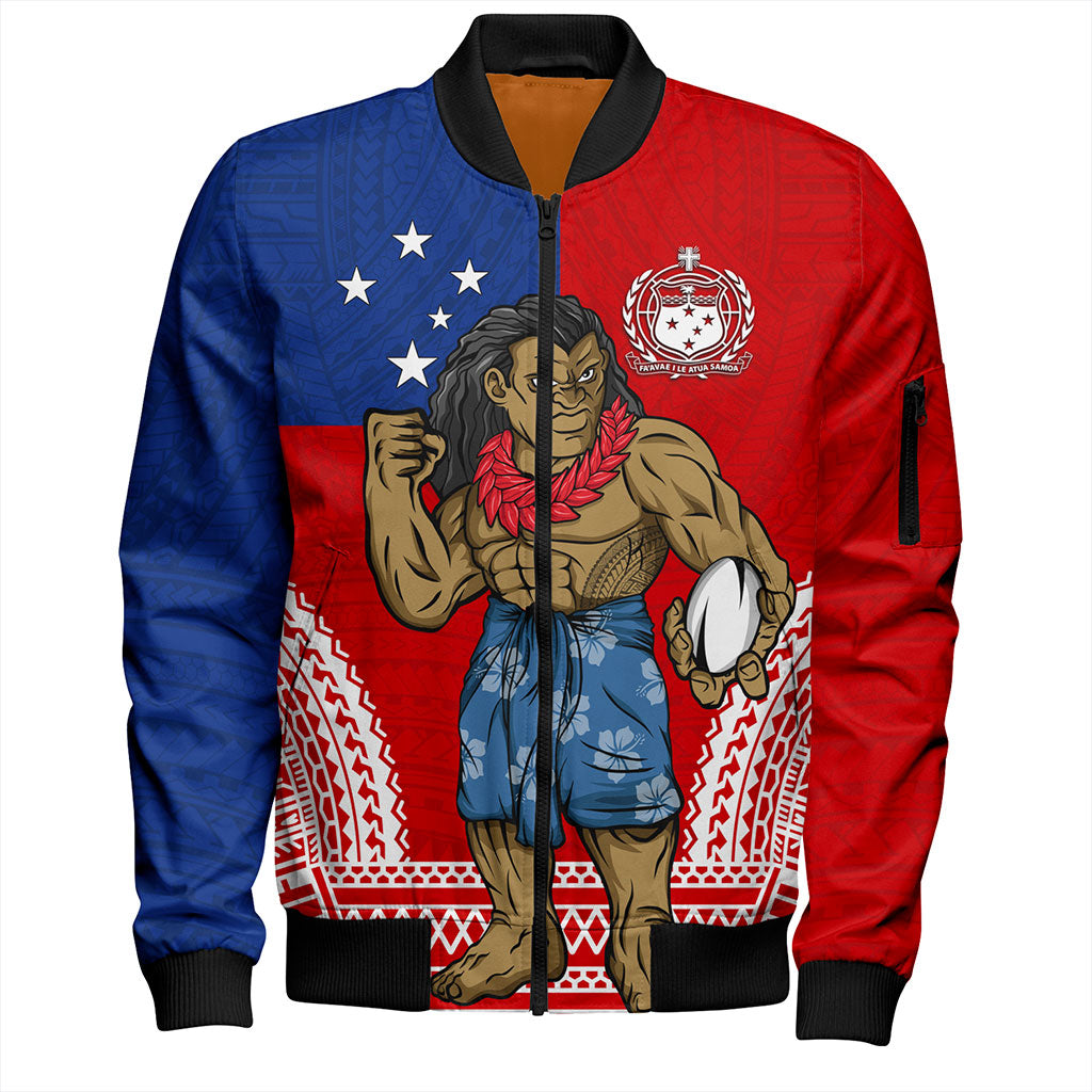 Samoa Bomber Jacket Rugby Flag Tribal Tatau Pattern | Polynesian.co