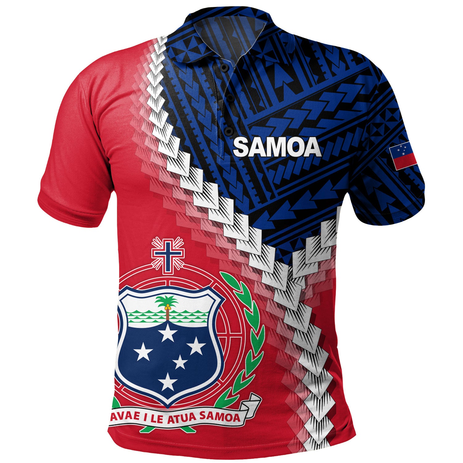 Samoa Polo Shirt - Samoa Coat Of Arms With Polynesian Tattoo Flag Style ...