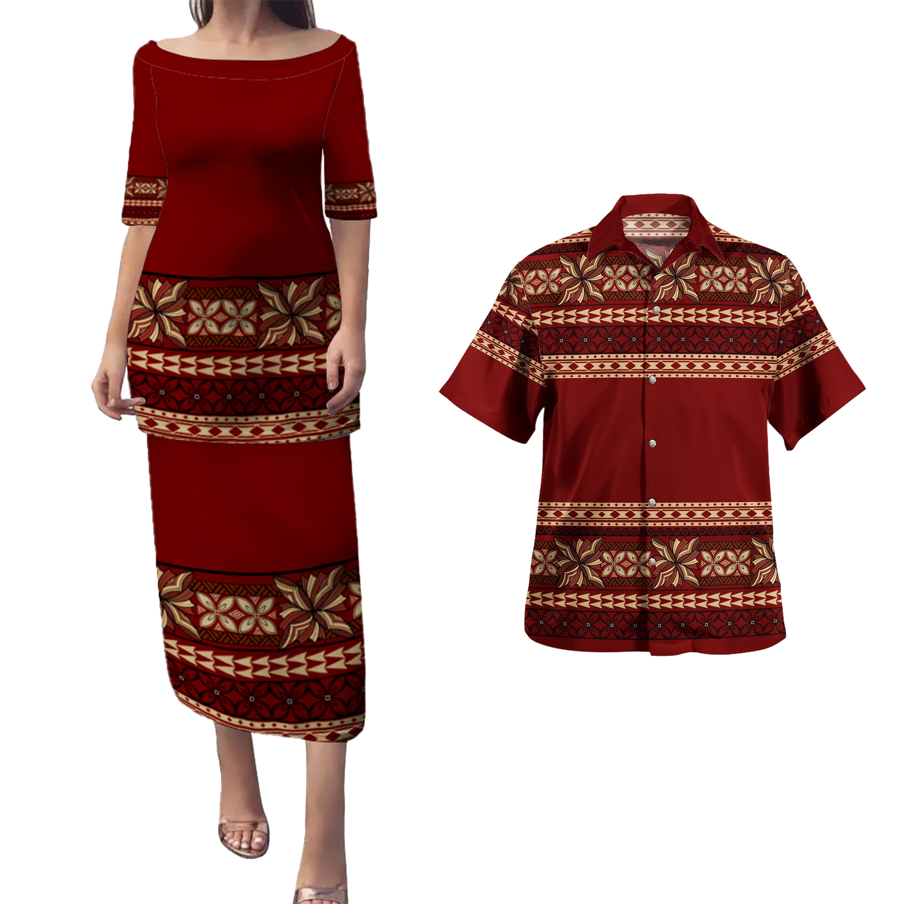 Samoa Combo Puletasi And Shirt Siapo Pattern Design | Polynesian.co