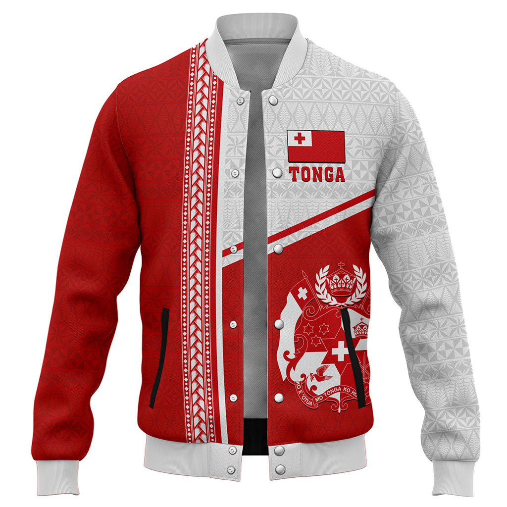 Tonga Baseball Jacket Custom Tribal Ngatu Design Flag | Polynesian.co