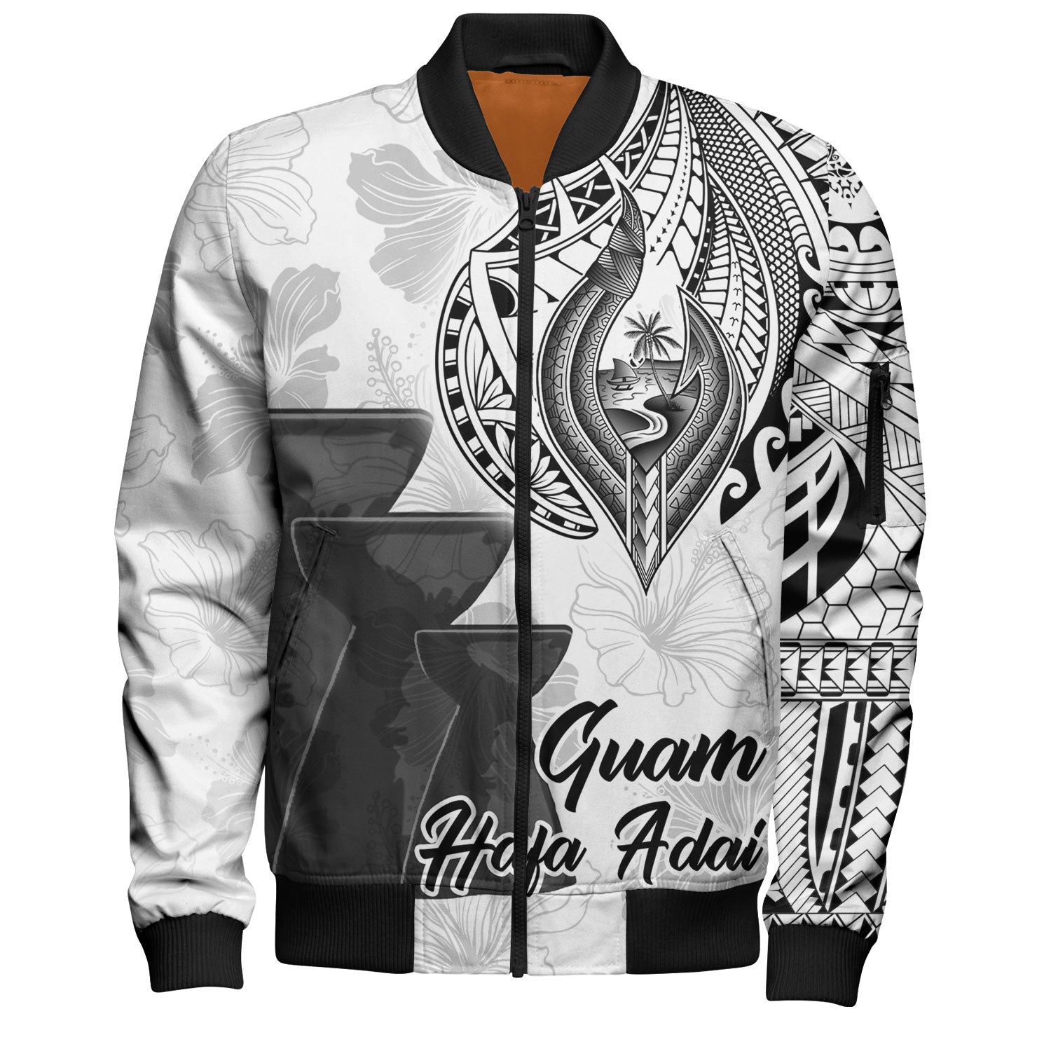 Guam Bomber Jacket Hafa Adai Guam Seal Half Sleeve Tattoo | Polynesian.co