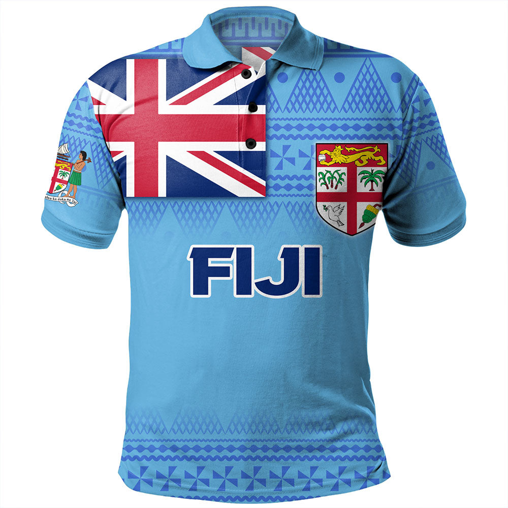 Fiji Polo Shirt - Flag Color With Traditional Patterns | Polynesian.co
