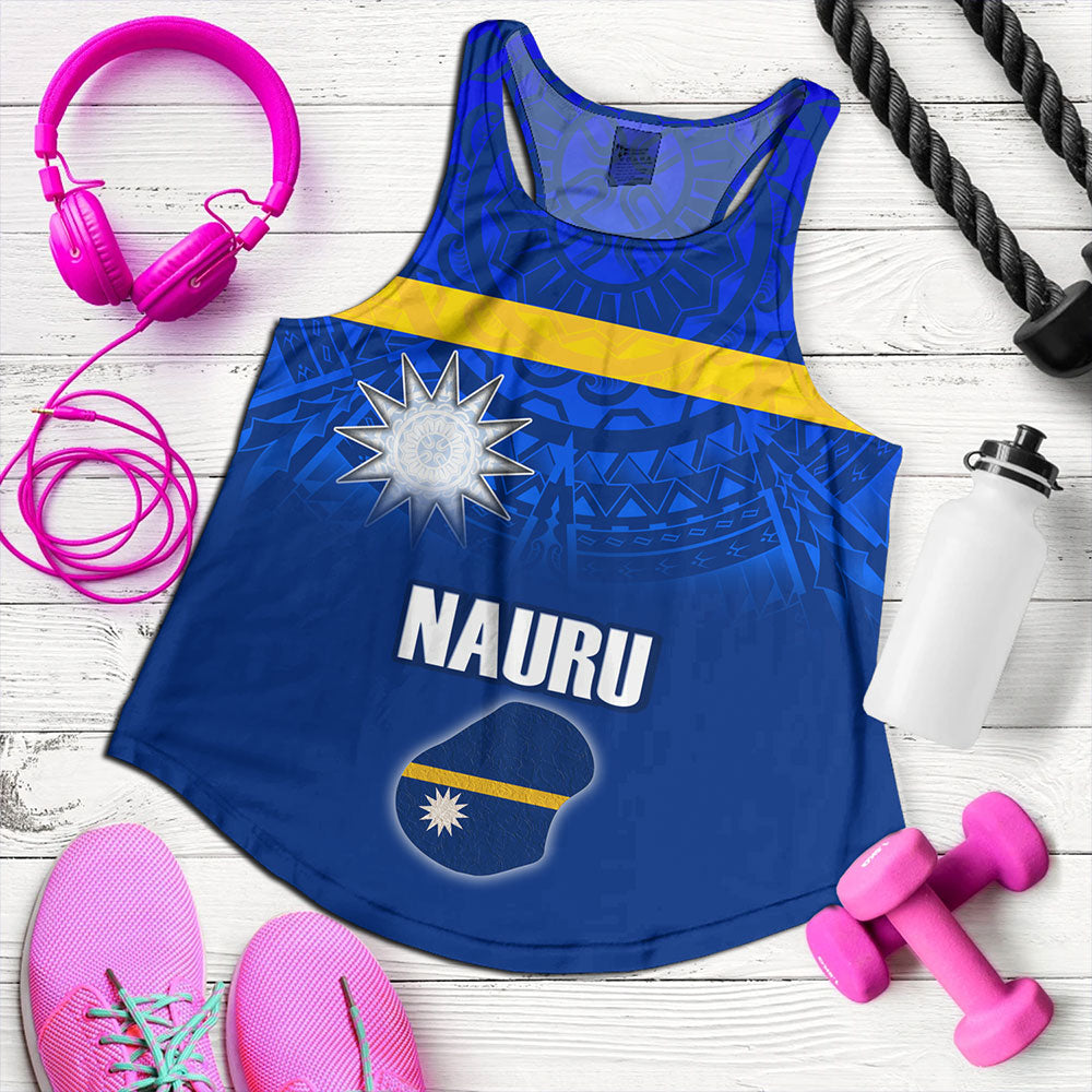 Nauru Women Tank Flag Color With Traditional Patterns | Polynesian.co