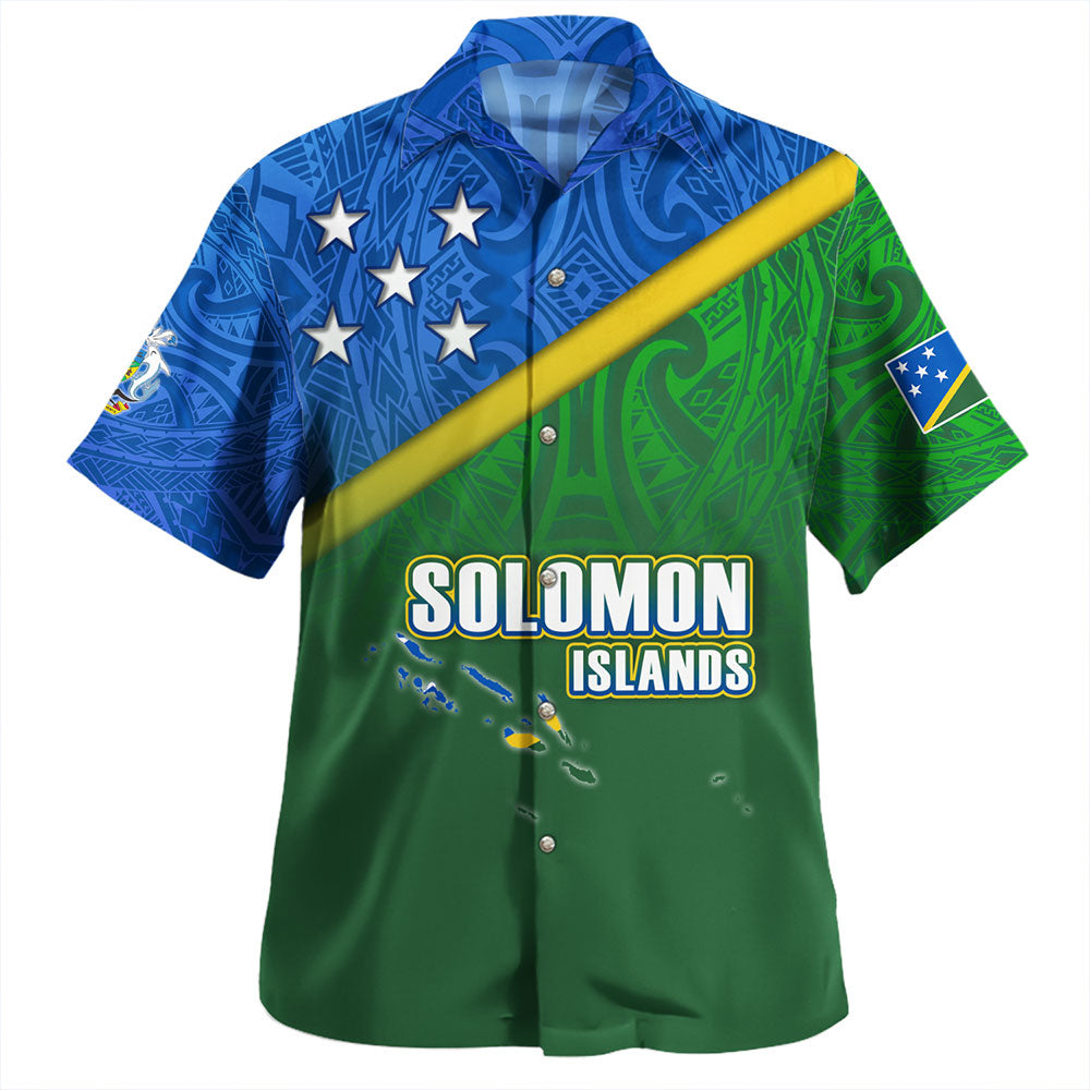 Solomon Islands Hawaiian Shirt Flag Color With Traditional Patterns ...