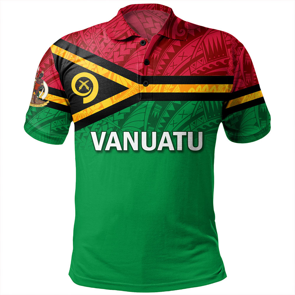 Vanuatu Polo Shirt - Flag Color With Traditional Patterns | Polynesian.co