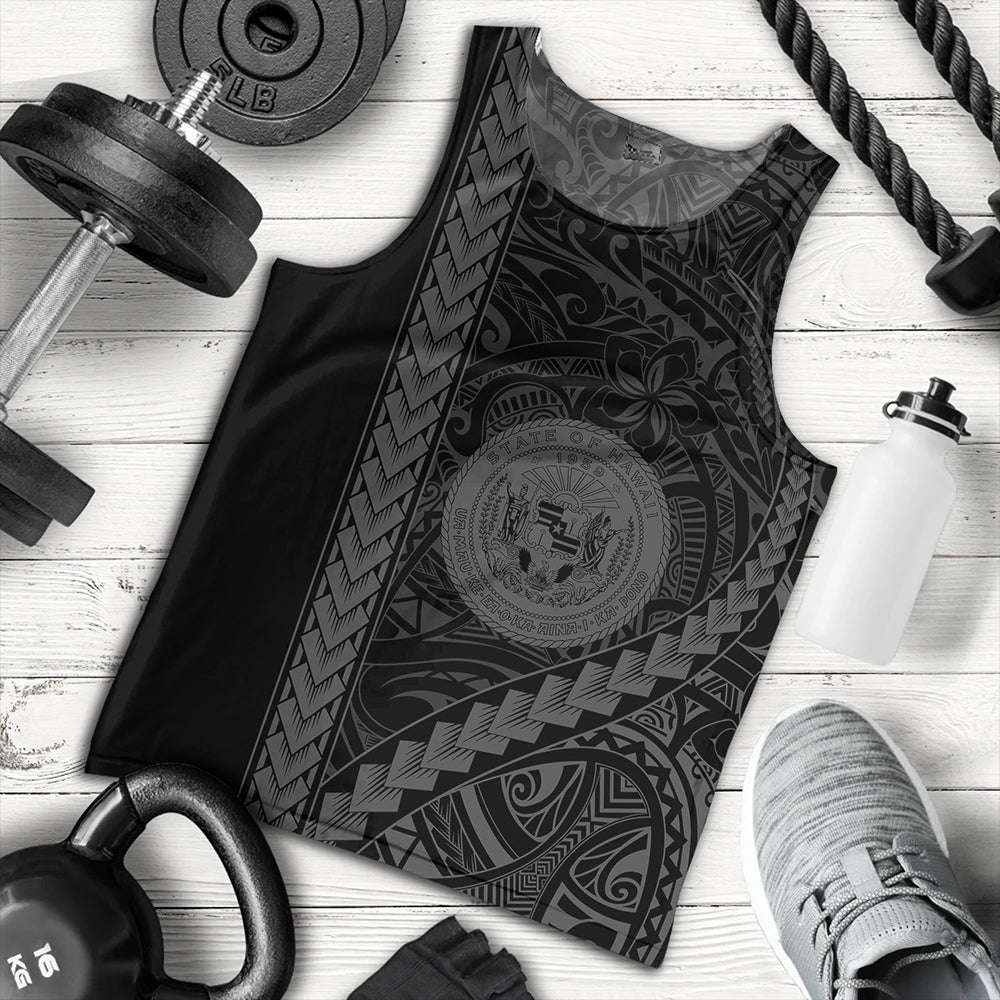 Hawaii Tank Top Tribal Polynesian Coat Of Arms Gray | Polynesian.co
