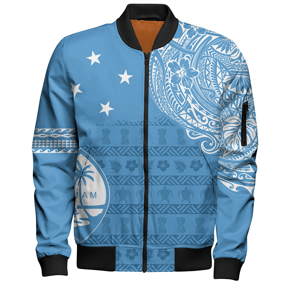 Guam Bomber Jacket Micronesian Flag With Coat Of Arms | Polynesian.co