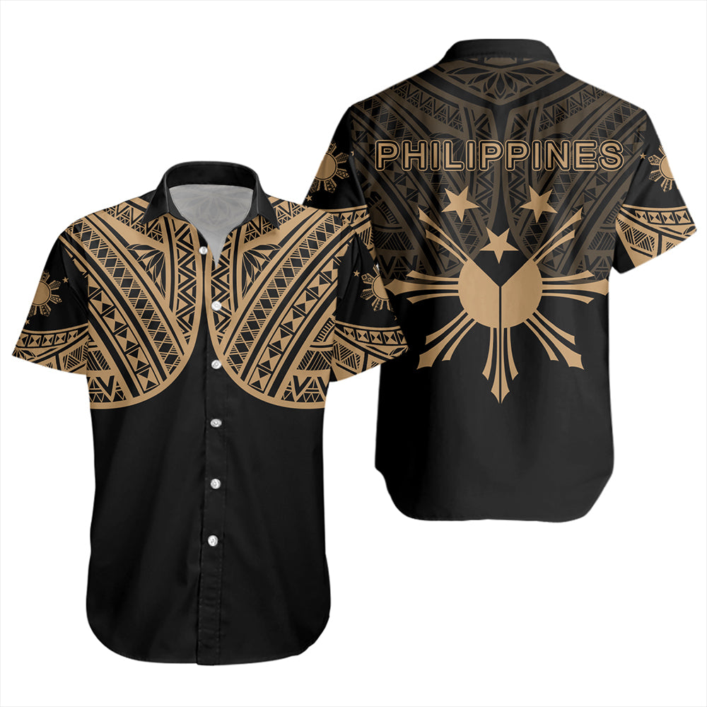Philippines Short Sleeve Shirt Sun Star Warrior Style Gold | Polynesian.co