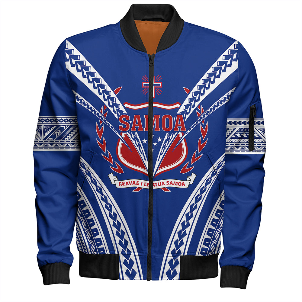 Samoa Bomber Jacket Custom Polynesian Tribal Crest Design | Polynesian.co