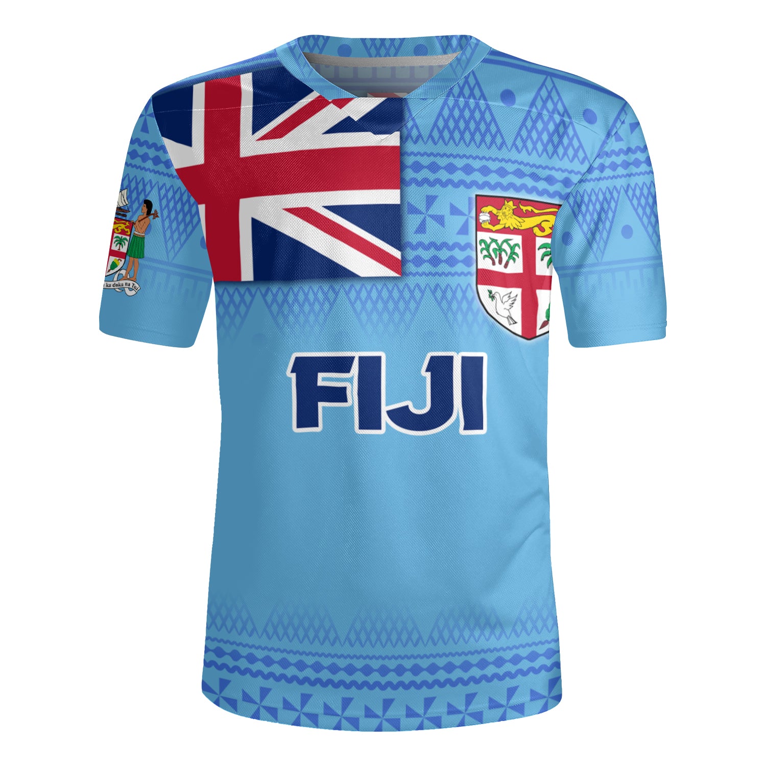 Fiji Flag Color With Traditional Patterns Men's All Over Printing Rugby ...