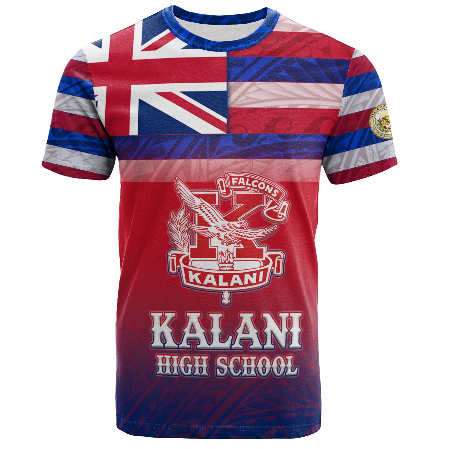 Hawaii Kalani High School T-Shirt Flag Color With Traditional Patterns ...