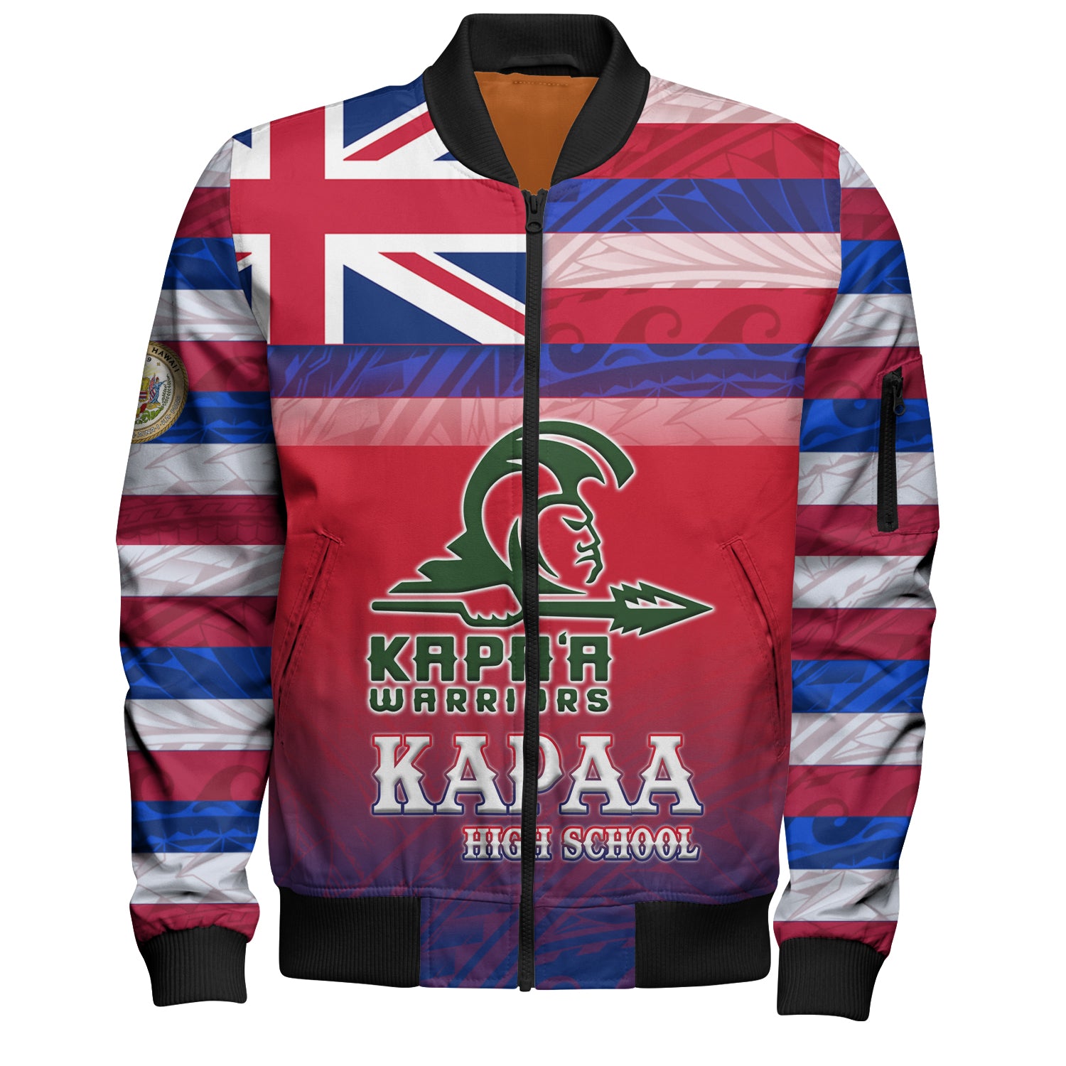 Hawaii Kapaa High School Bomber Jacket Flag Color With Traditional ...