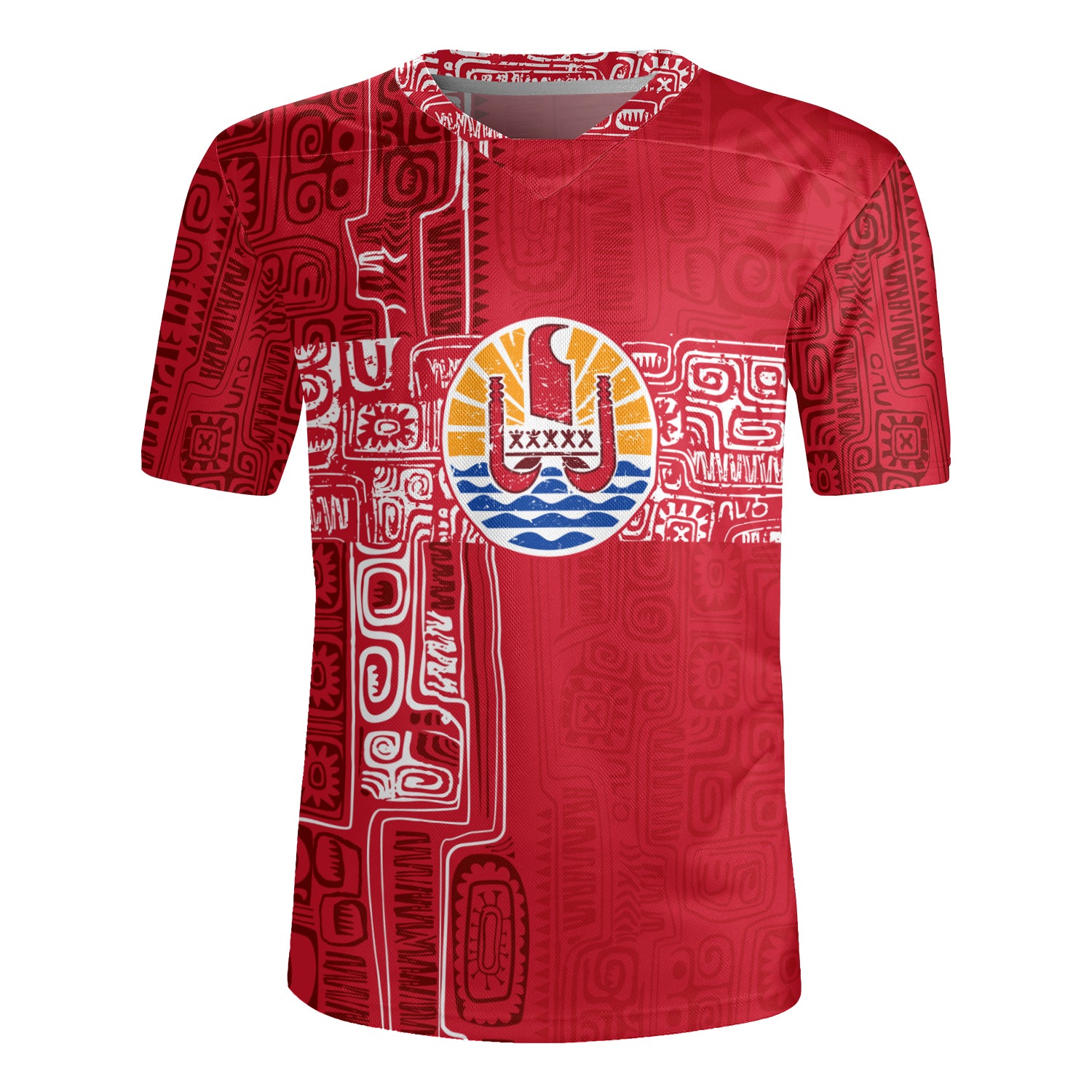 French Polynesia Rugby Jersey Tribal Pattern Tahiti Vintage Style ...
