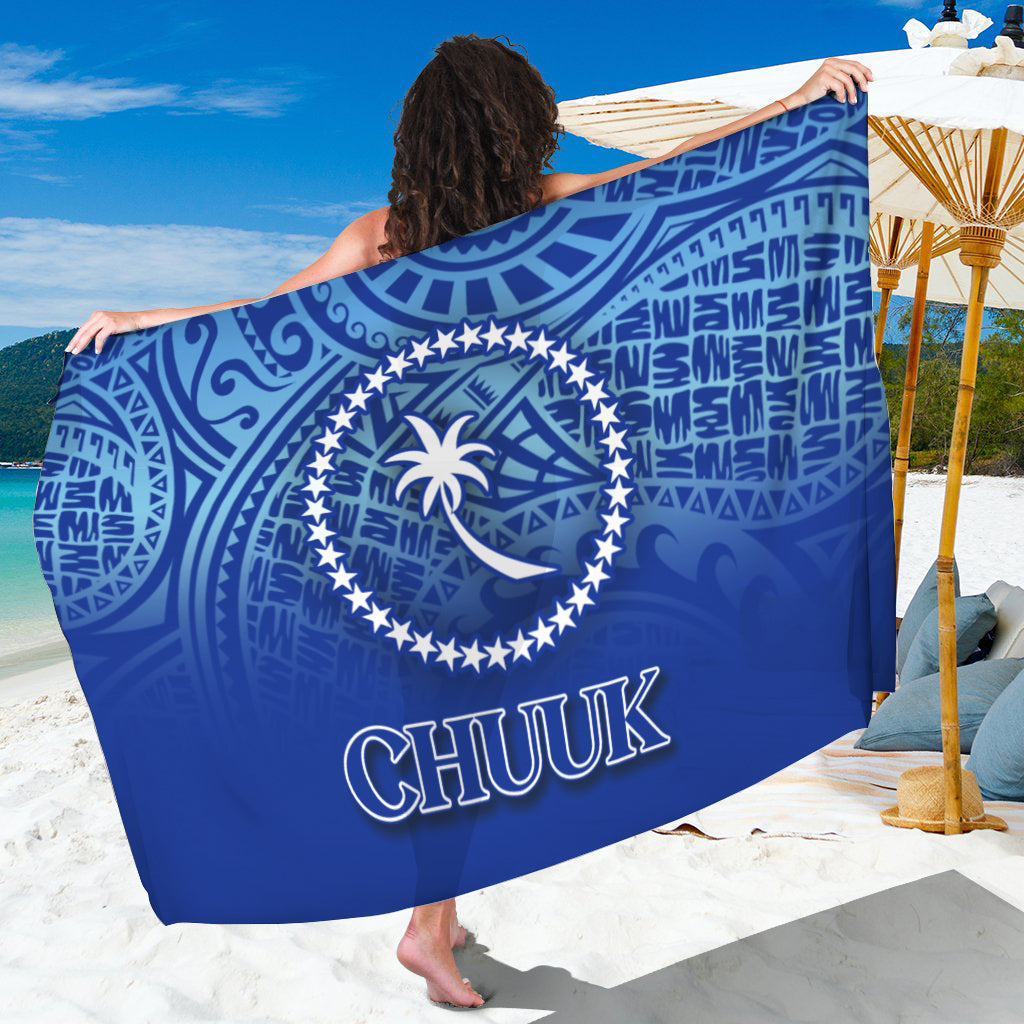 Chuuk State Flag Color With Traditional Patterns Sarong | Polynesian.co