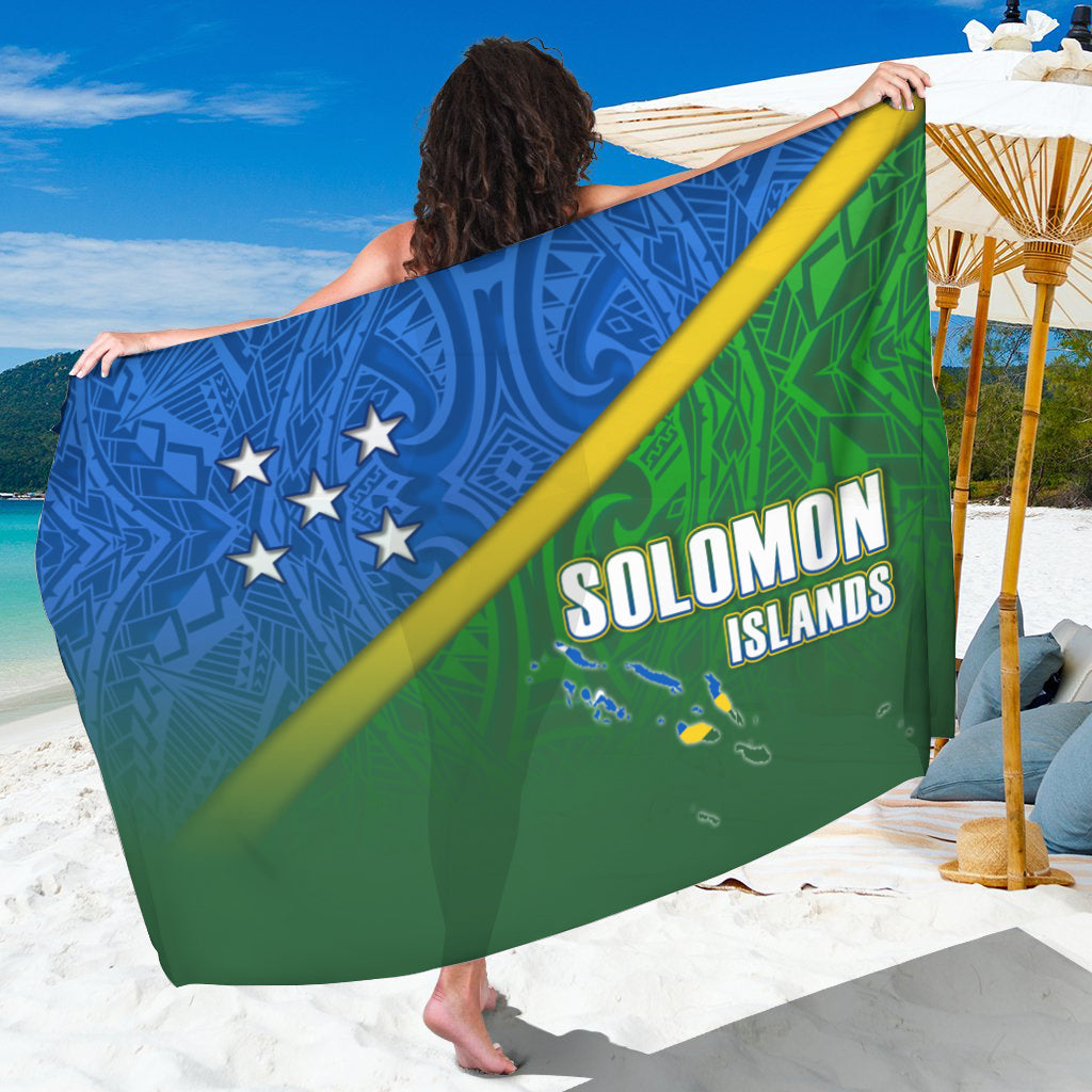 Solomon Islands Flag Color With Traditional Patterns Sarong | Polynesian.co