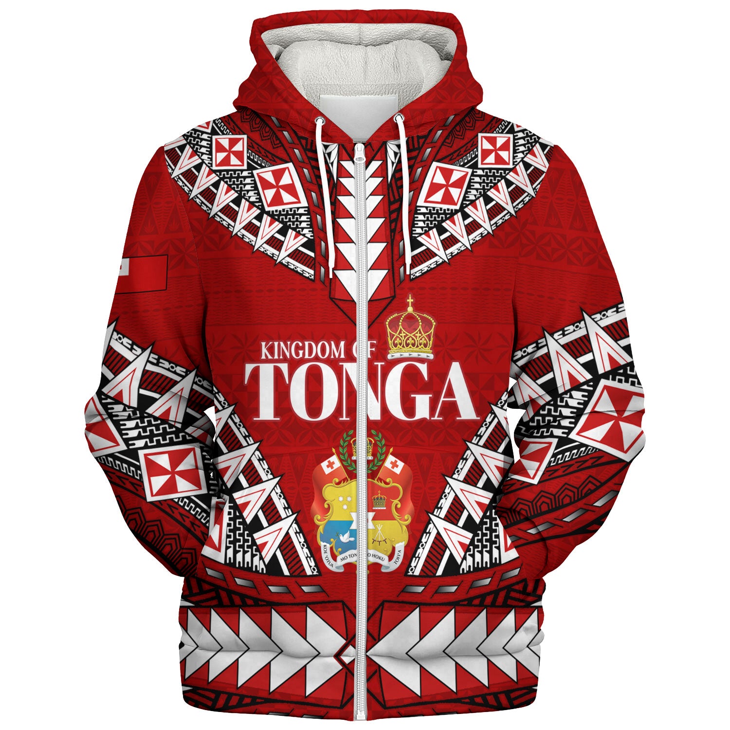 Tonga Sherpa Hoodie Kingdom Of Tonga Tribal Patterns | Polynesian.co