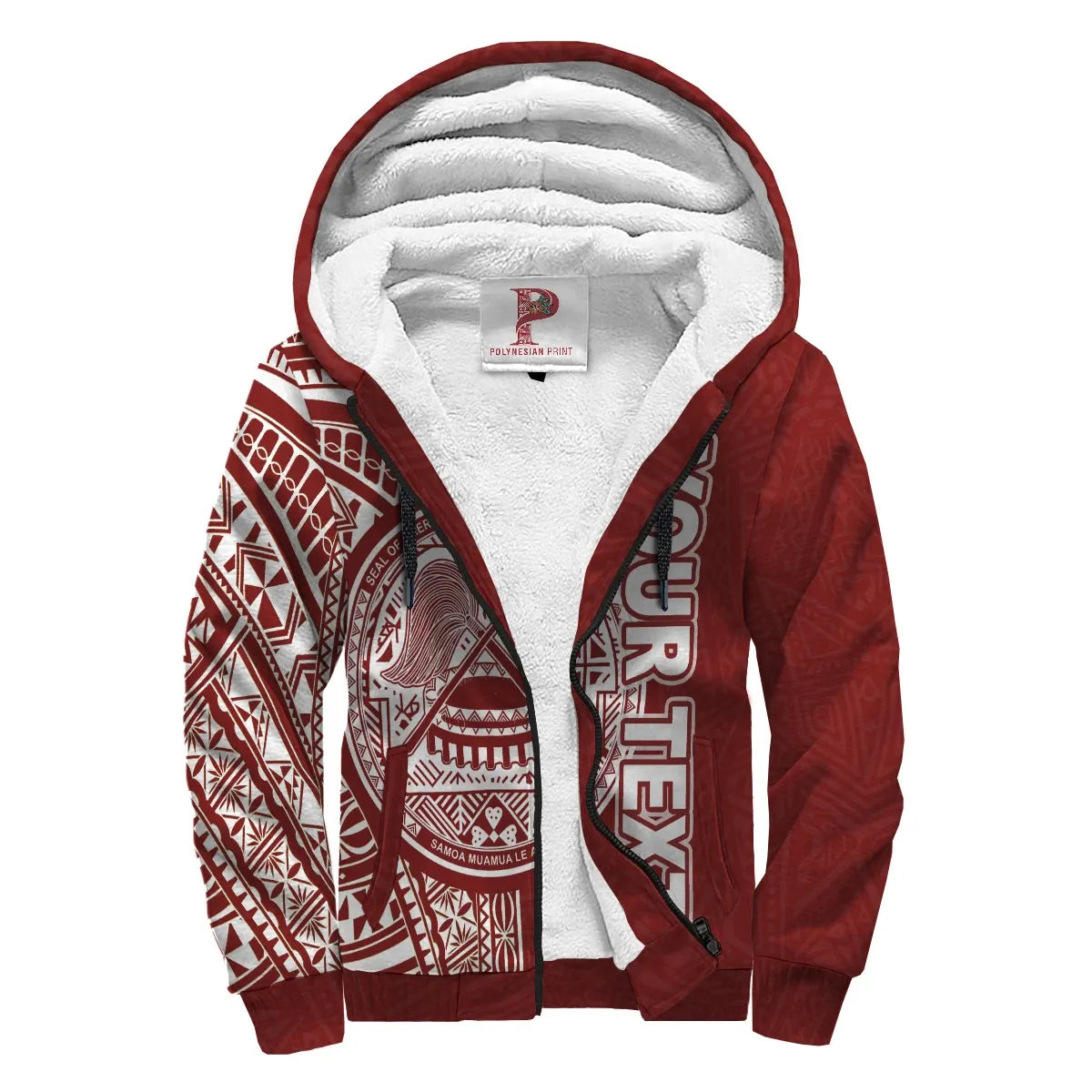 American Samoa Personalised Custom Polynesian Sherpa Hoodie - Line Red ...