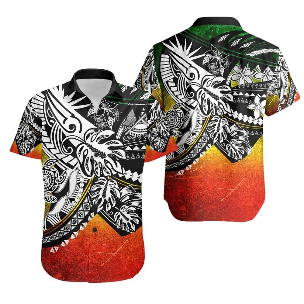 American Samoa Short Sleeve Shirt - Tribal Jungle Pattern Reggae Color ...