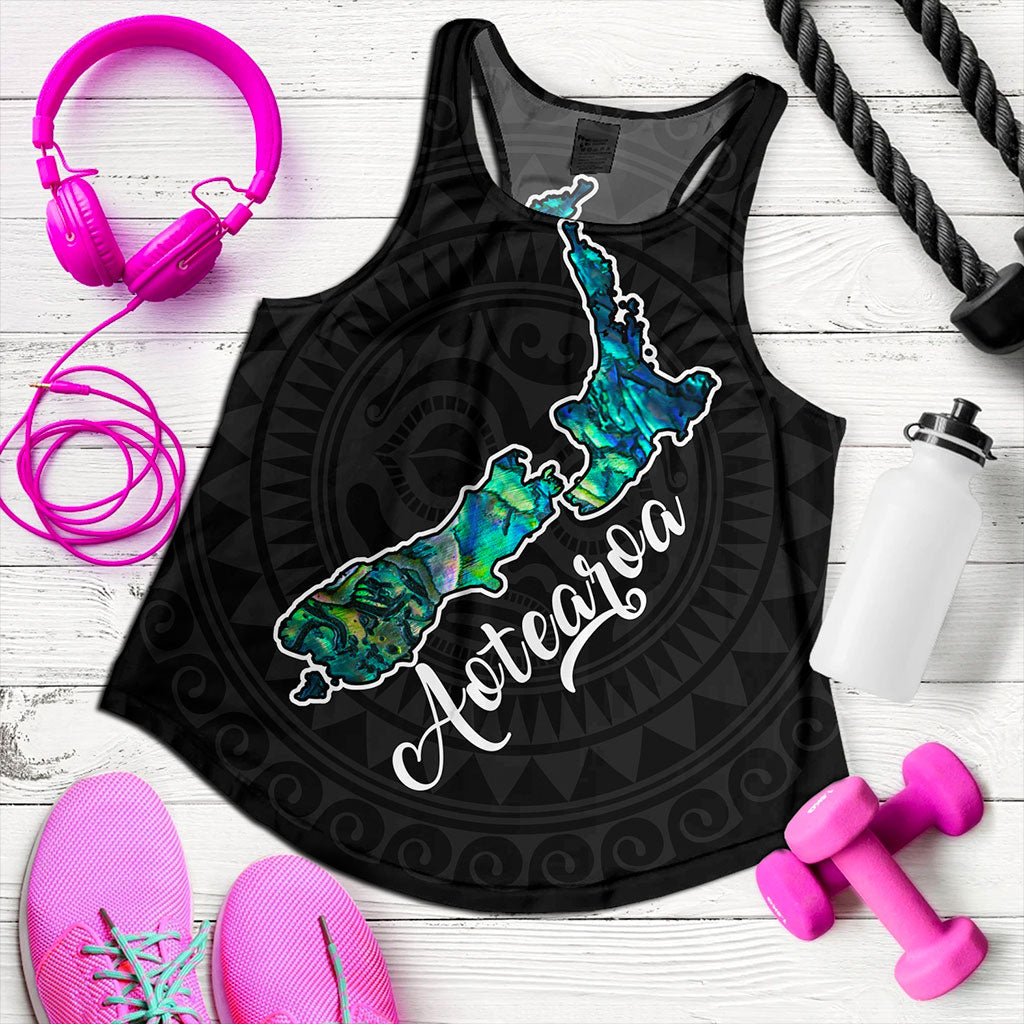 New Zealand Women Tank Aotearoa Maori Tribal Map With Papua Shell ...