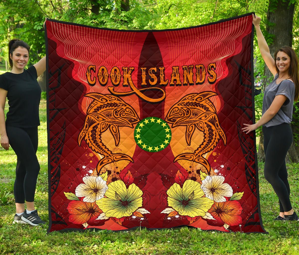 Cook Islands Premium Quilt - Tribal Tuna Fish | Polynesian.co