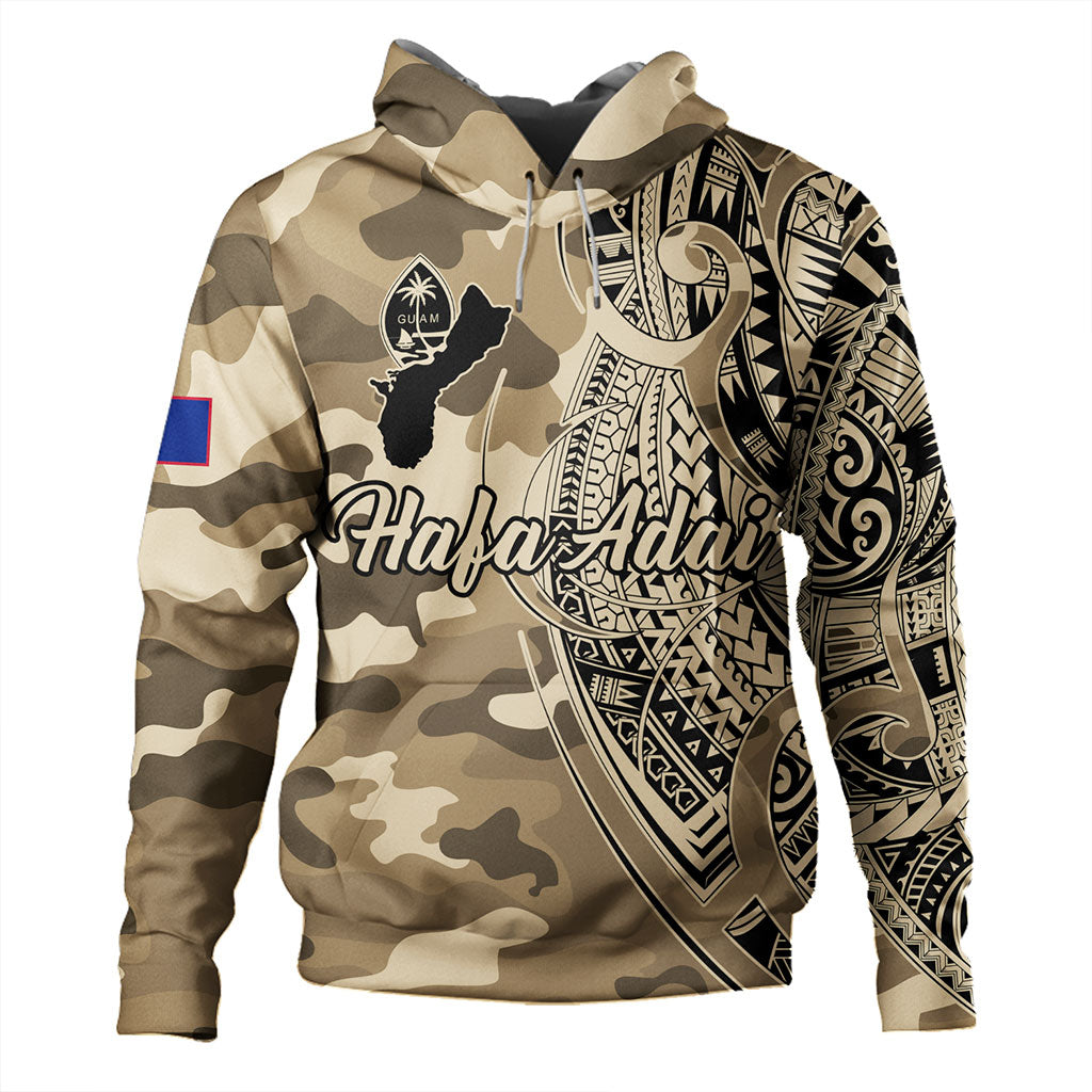 Guam Hoodie Hafa Adai Tribal Tattoo With Camouflage Pattern | Polynesian.co