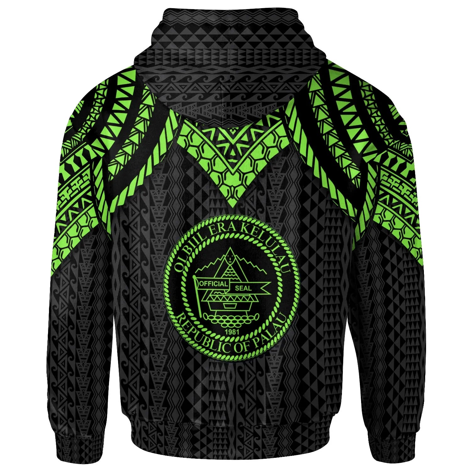 Palau Custom Personalised Hoodie - Polynesian Armor Style Green ...